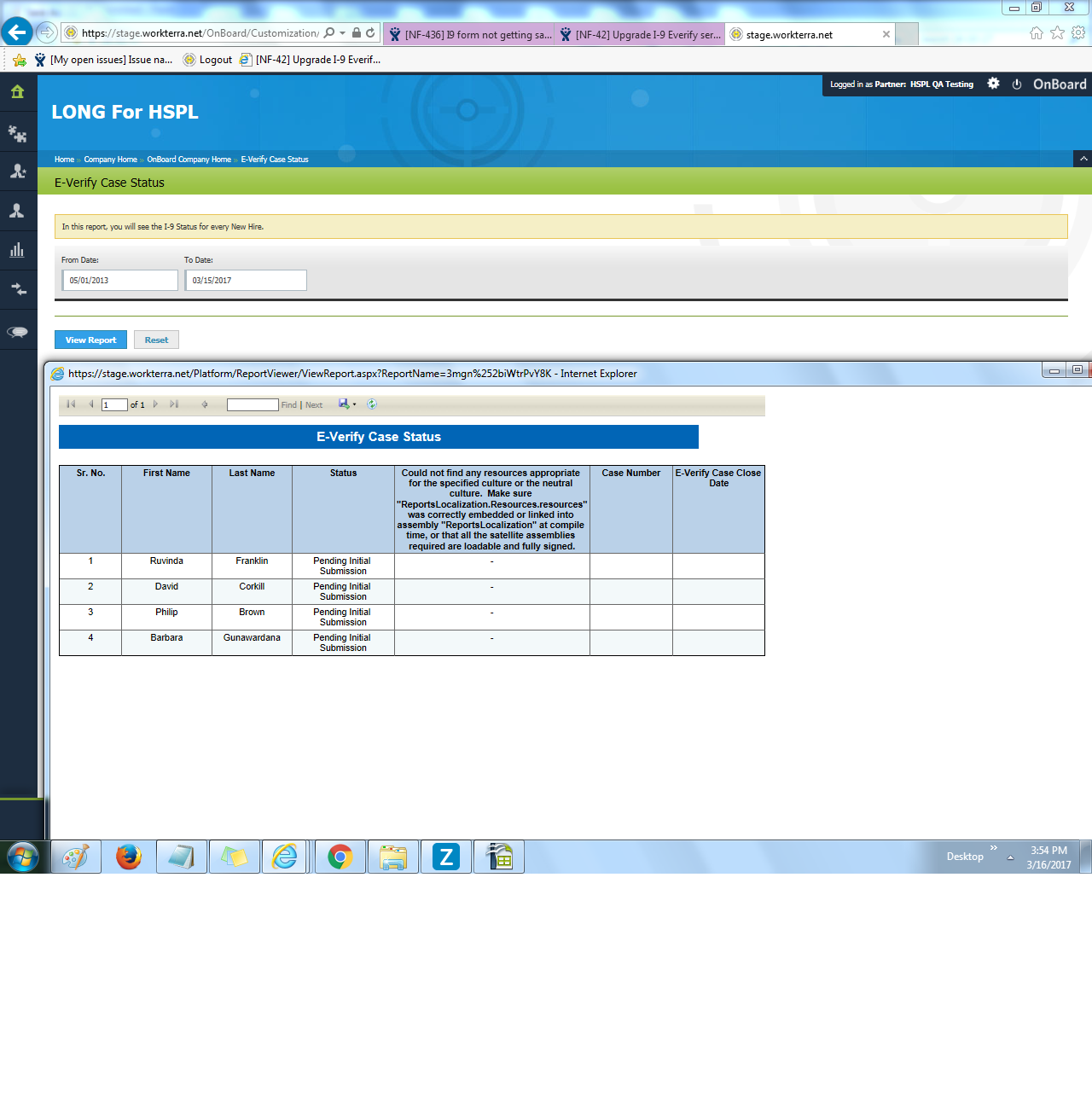 Nf 532 Issues With E Verify Case Status Report Workterra Jira
